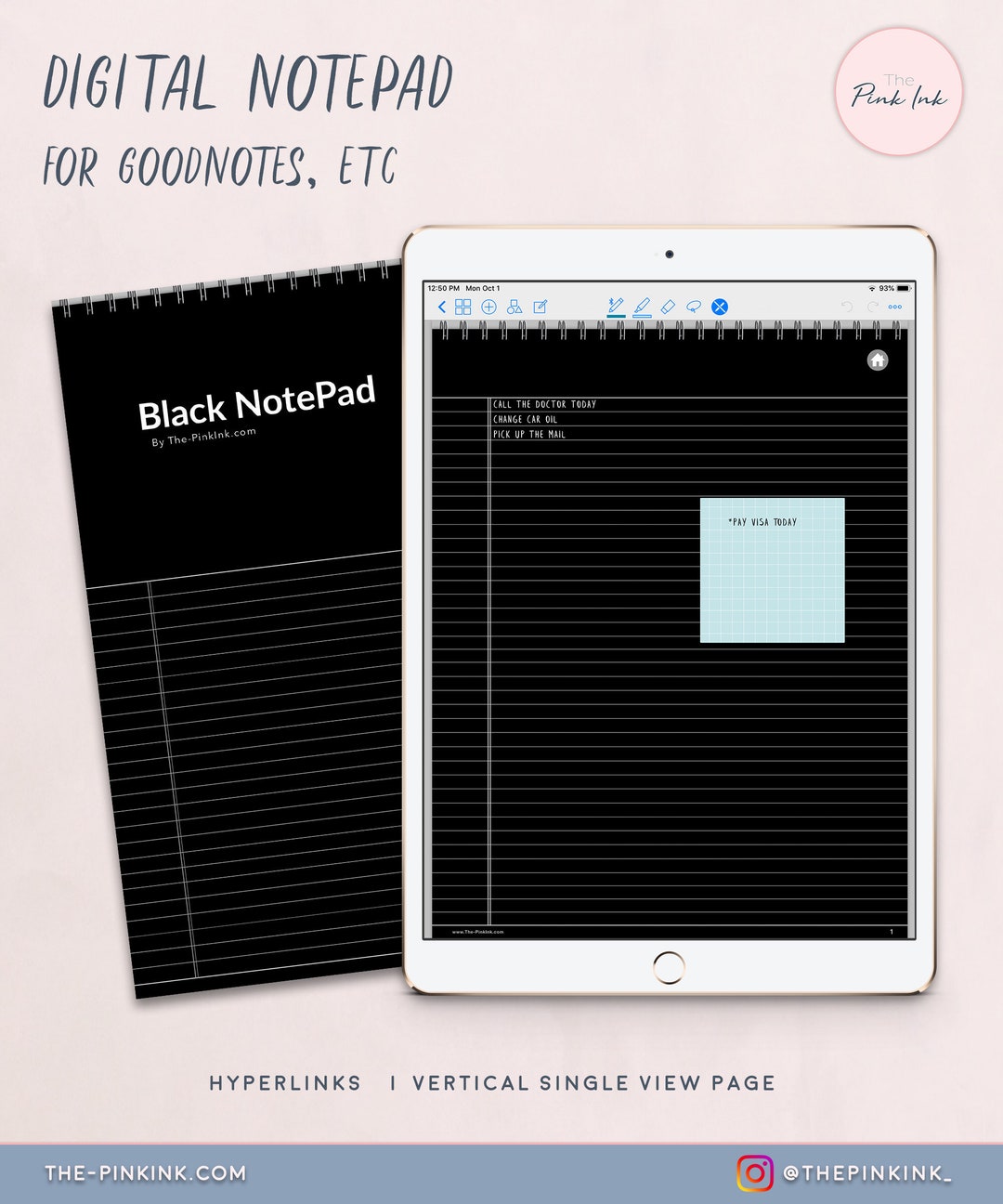 Black Digital Notepad Yellow Paper Lined Note Pad Digital Notebook ...