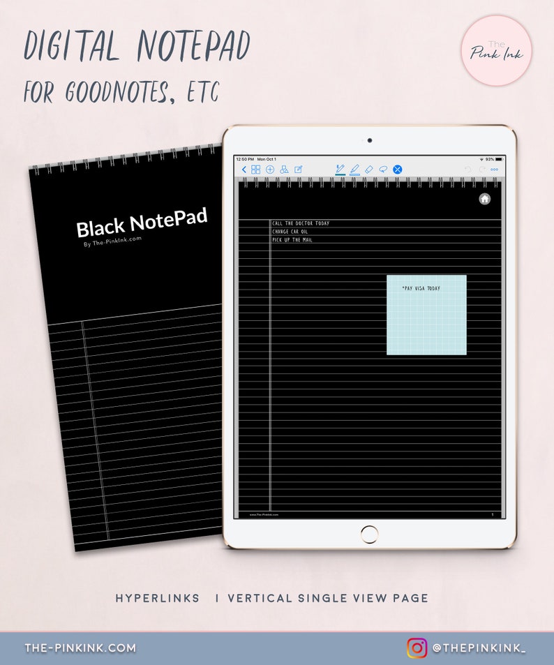 Black Digital Notepad Yellow Paper Lined Note Pad Digital Notebook ...