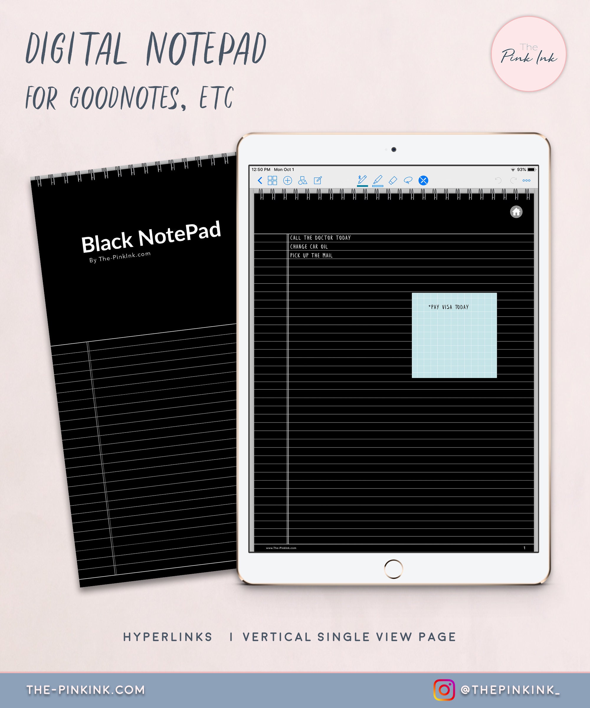 Black Digital Notepad Yellow Paper Lined Note Pad Digital Notebook ...