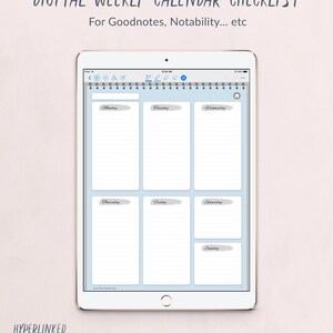 Digital Weekly Calendar Checklist Weekly Planner Undated - Etsy