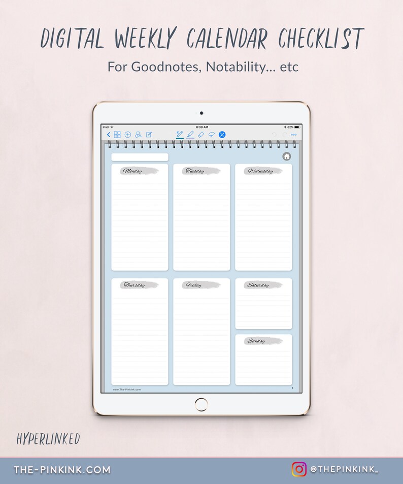 Digital Weekly Calendar Checklist Weekly Planner Undated - Etsy