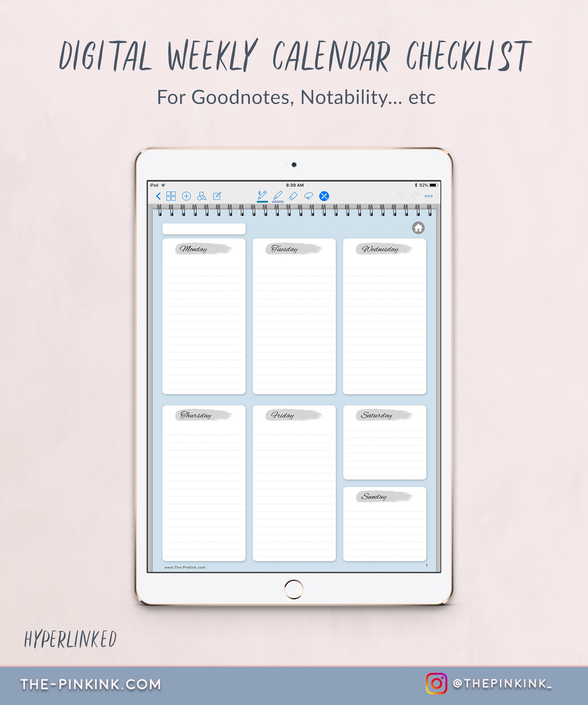 Digital Weekly Calendar Checklist Weekly Planner Undated - Etsy