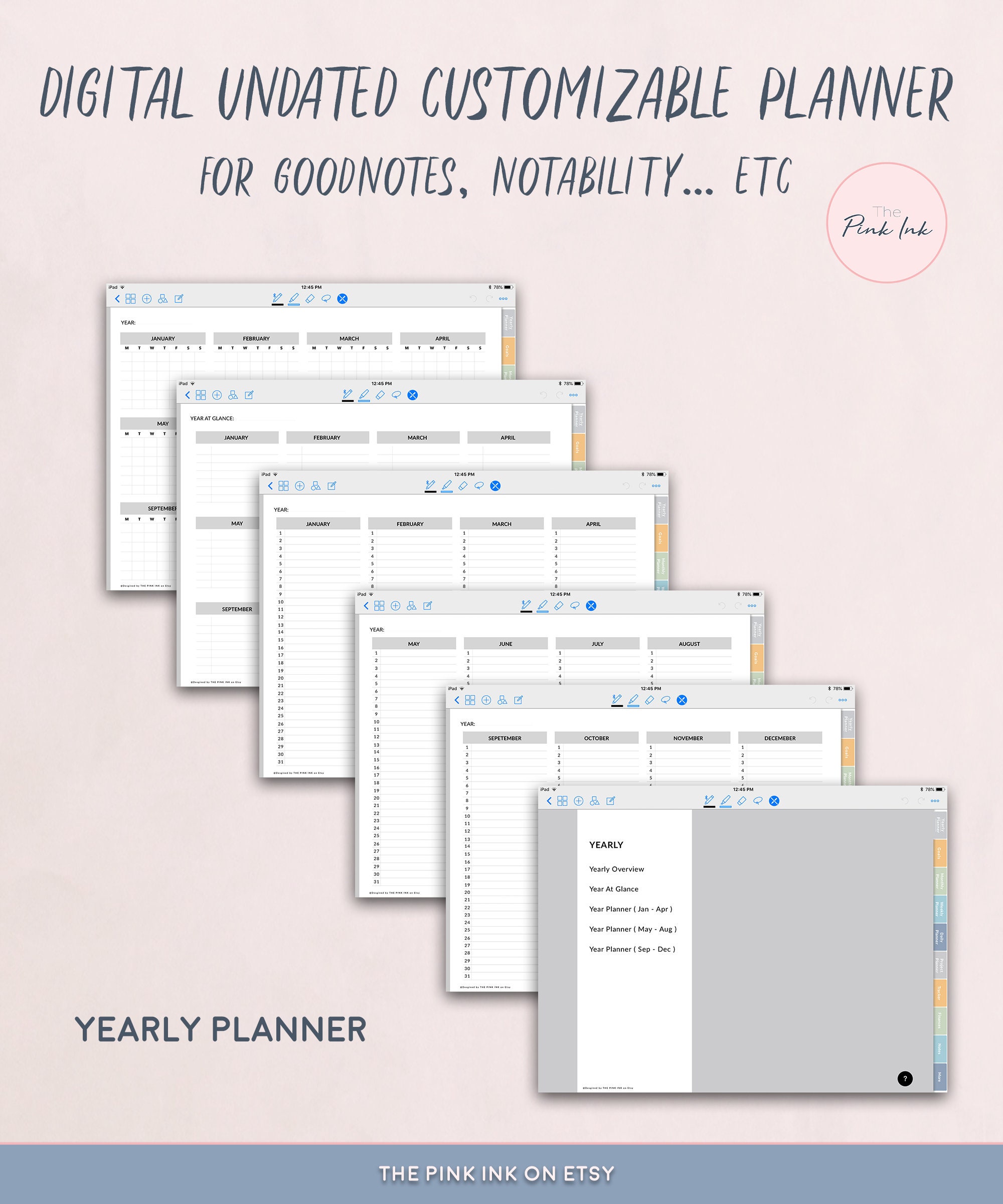 Digital Undated Customizable Daily Planner Weekly Planner | Etsy