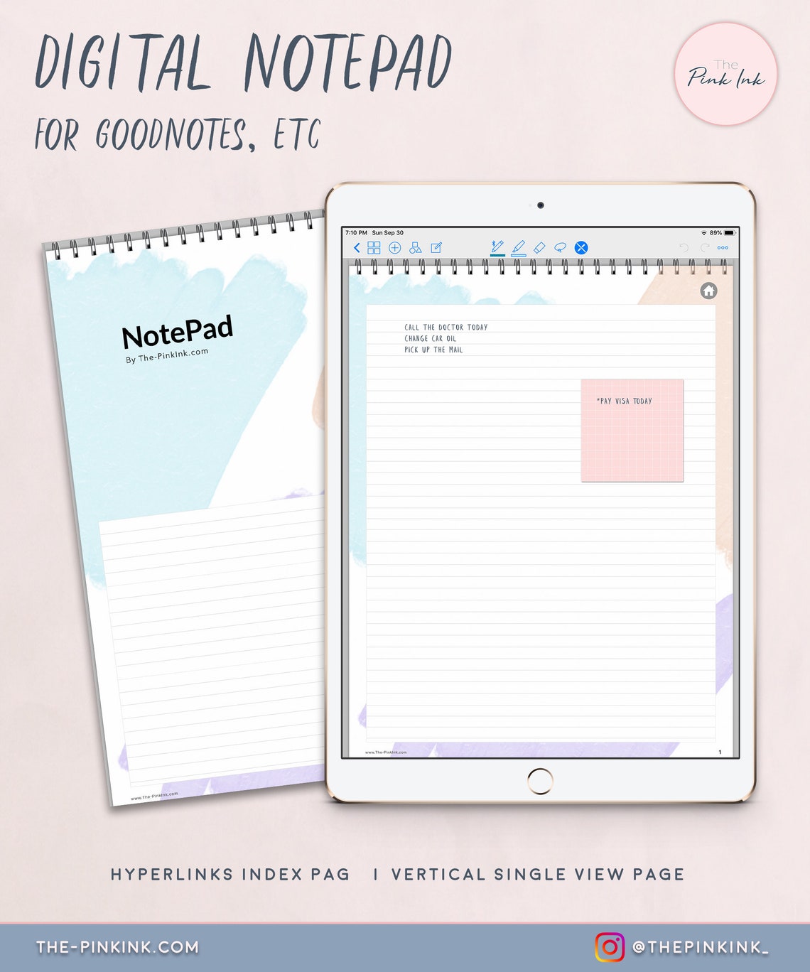 Digital Notepad Colored Paper Lined Note Pad Digital Notebook To-do ...
