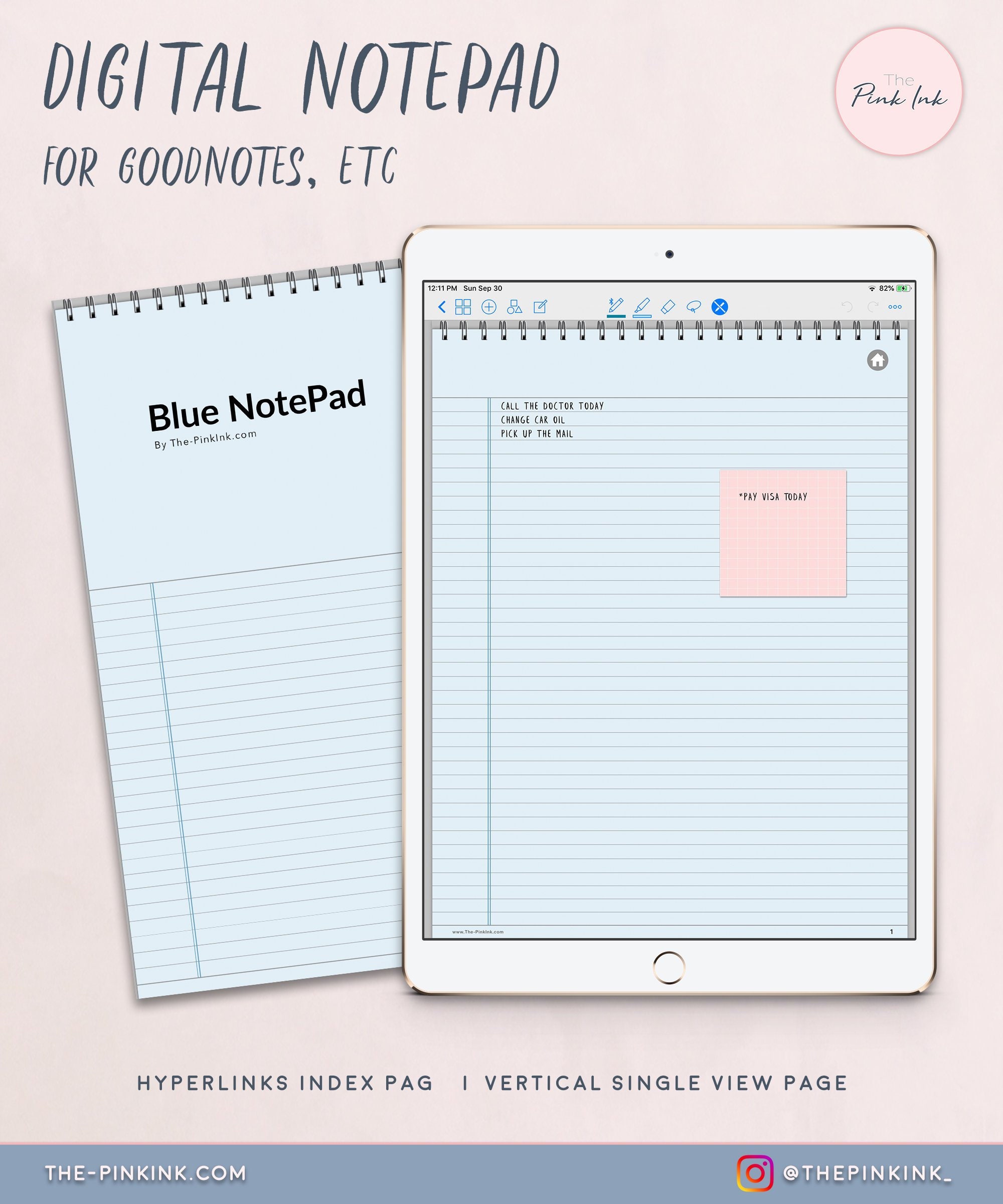Digital Notepad Blue Paper Lined Note Pad Digital Notebook - Etsy