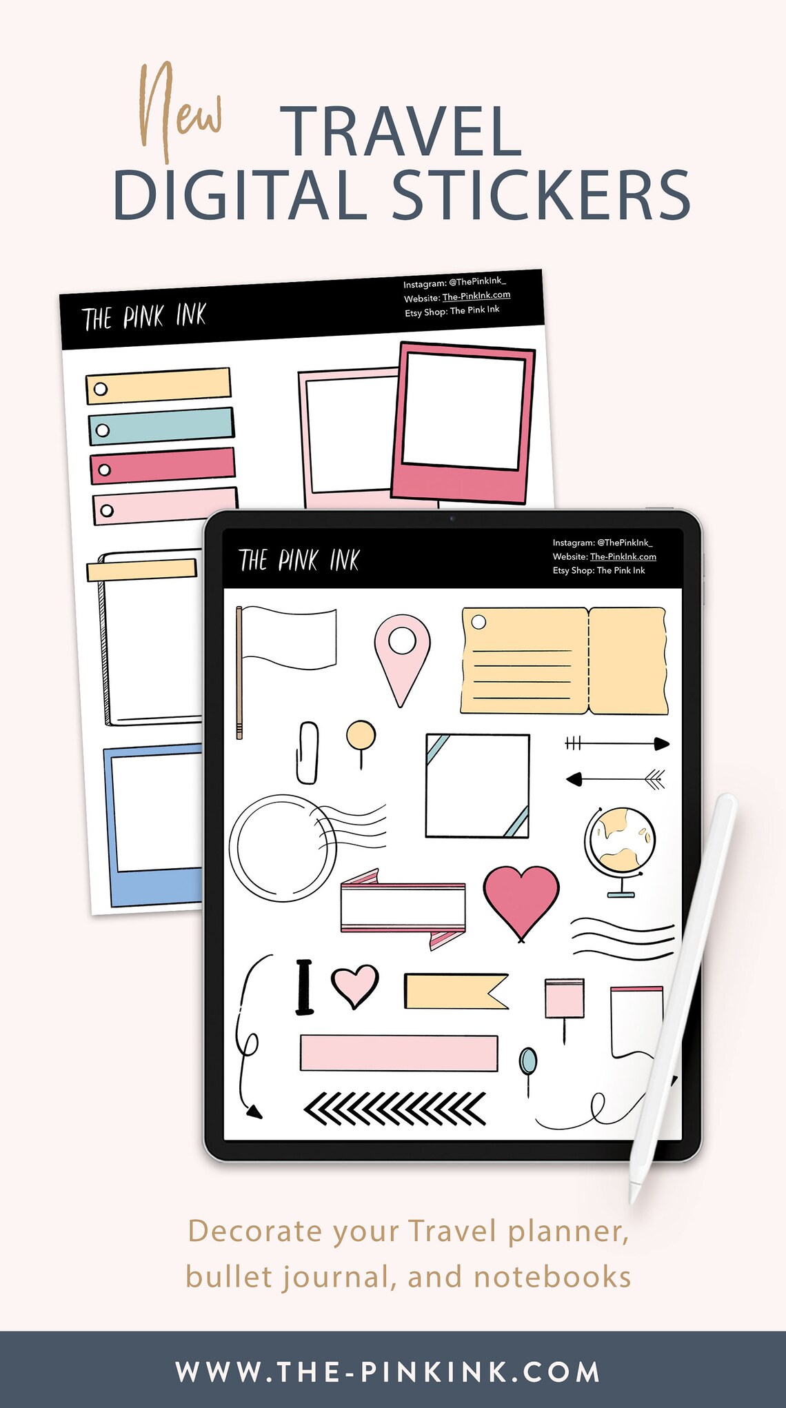 Travel Digital Stickers Scrap Book Traveller Stickers - Etsy