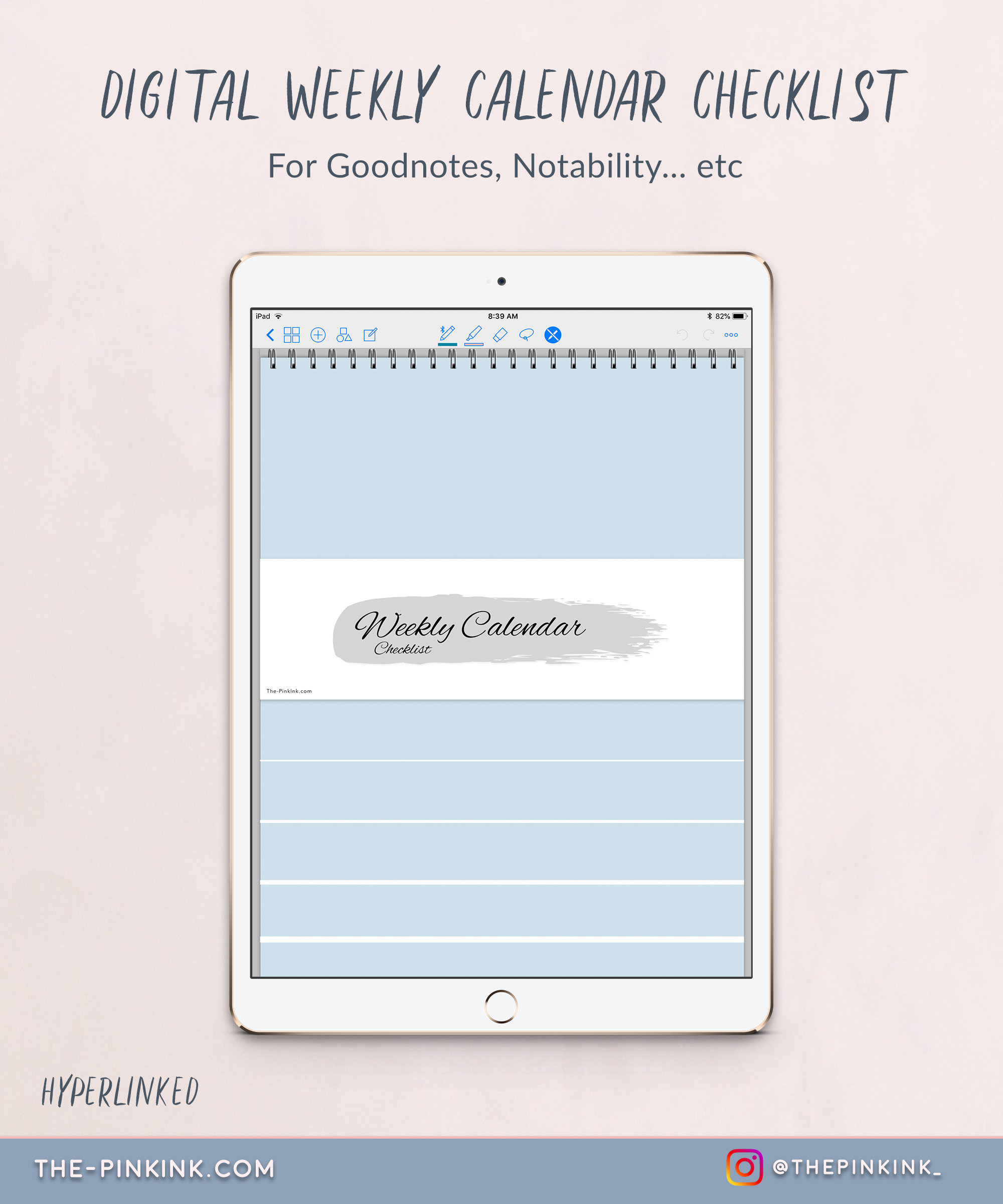 Digital Weekly Calendar Checklist Weekly Planner Undated - Etsy