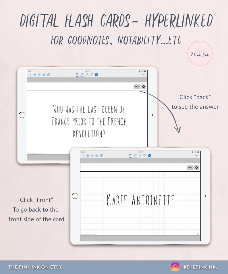 Lined Grid Digital Flash Cards Hyperlinks Flash Cards for - Etsy