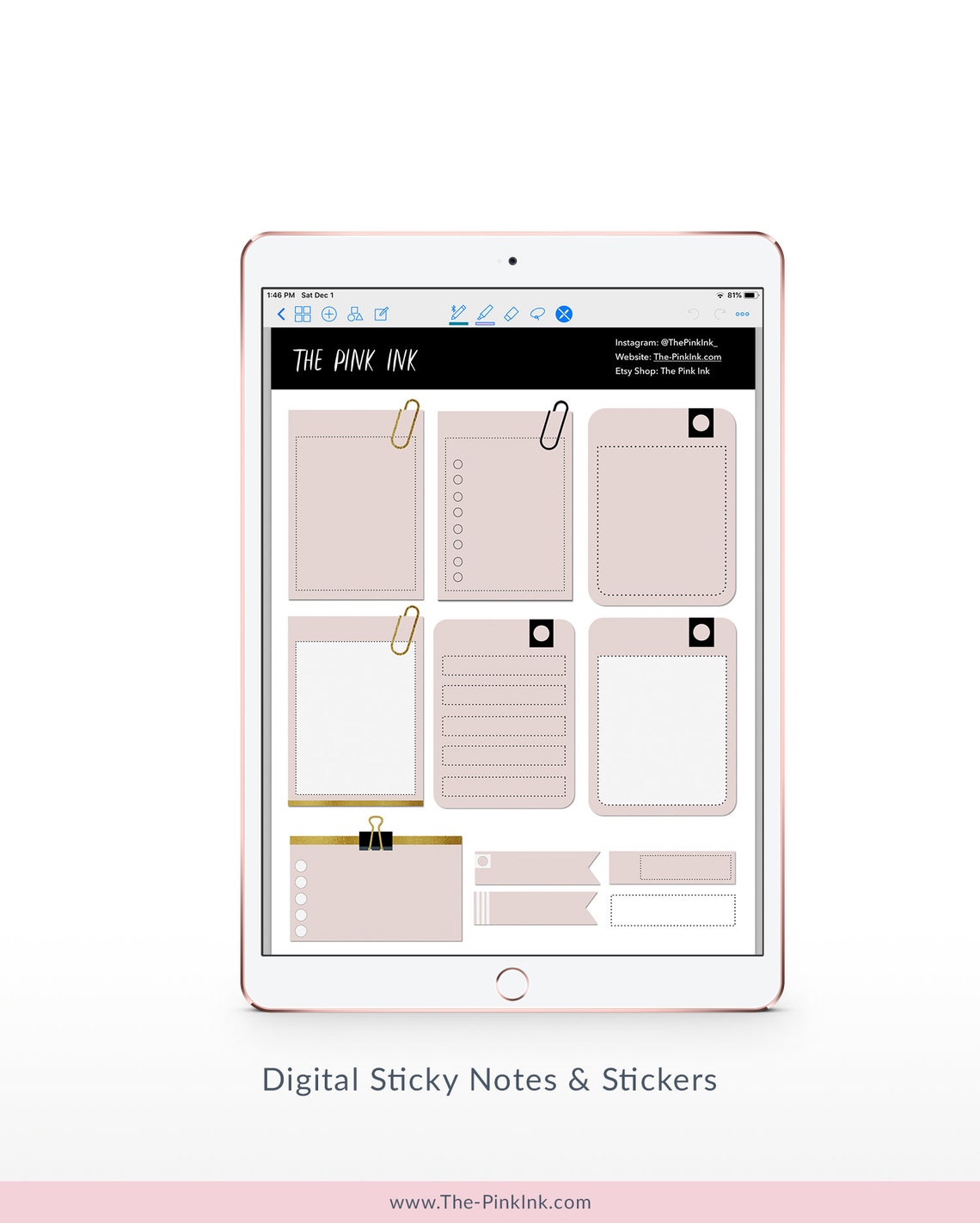 Digital Sticky Notes Digital Stickers Pack PNG Individual | Etsy