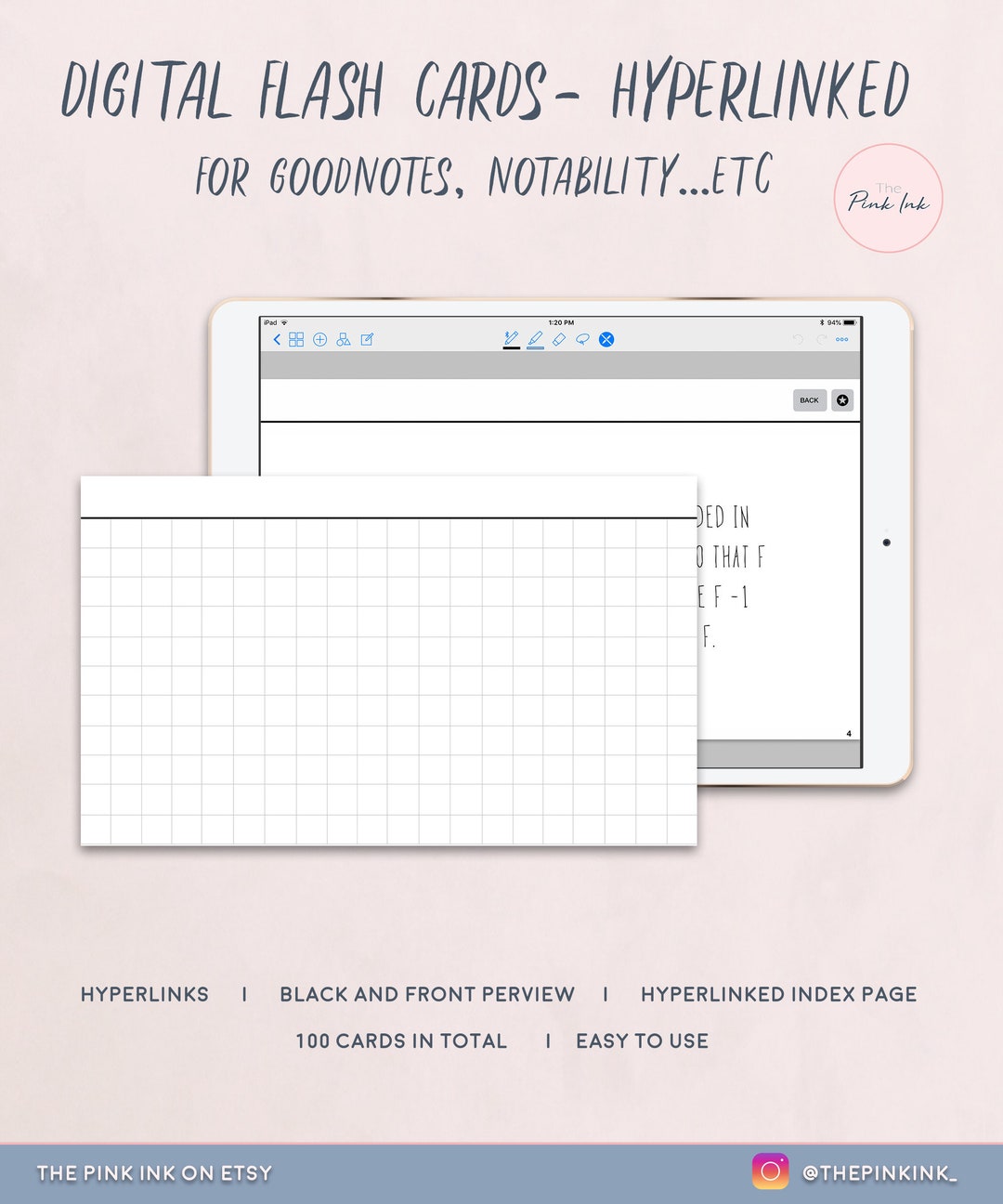 Digital Flash Cards, Hyperlinks, Flash Cards for Goodnotes, Index Card ...