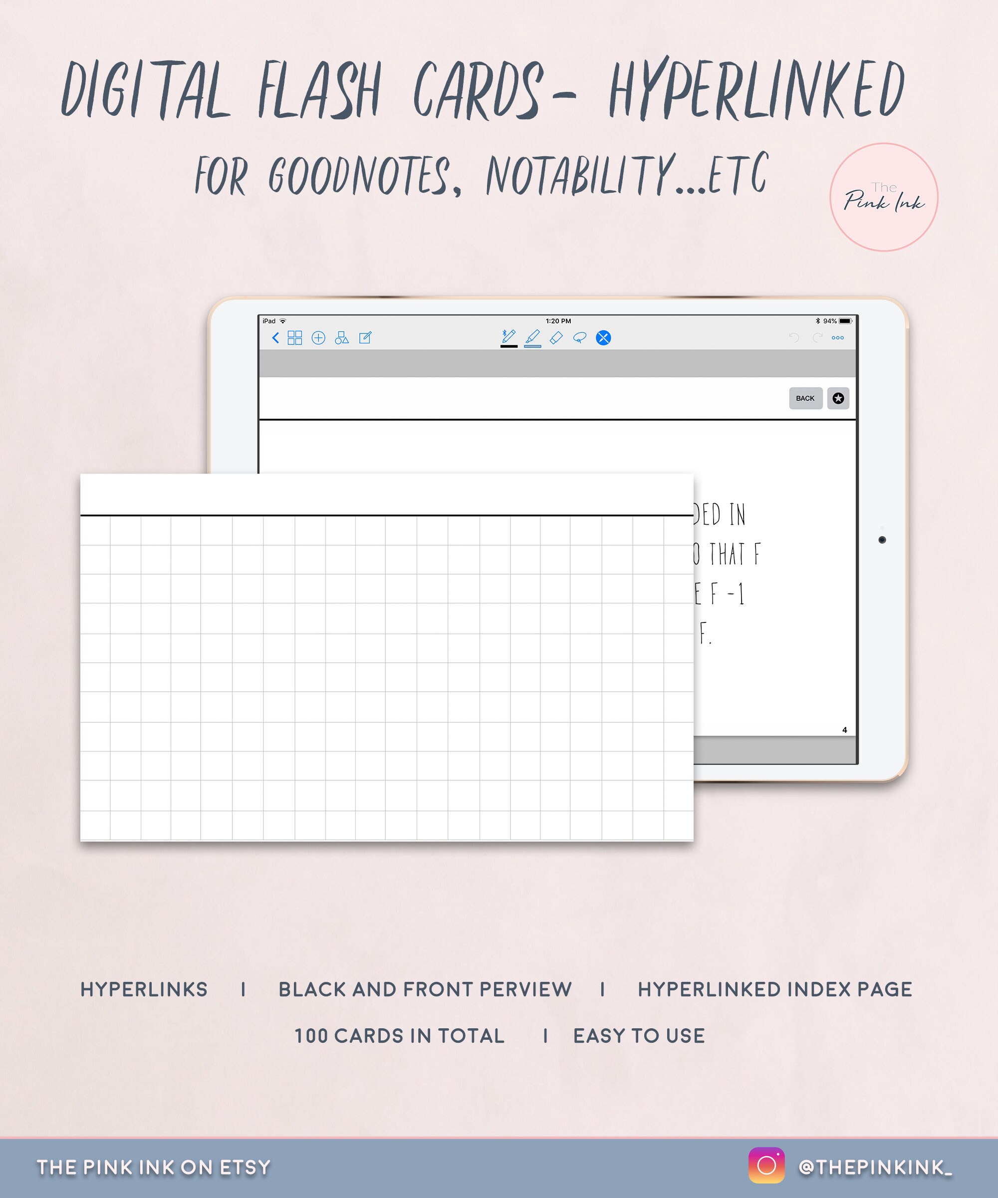 Digital Flash Cards, Hyperlinks, Flash Cards for Goodnotes, Index Card ...
