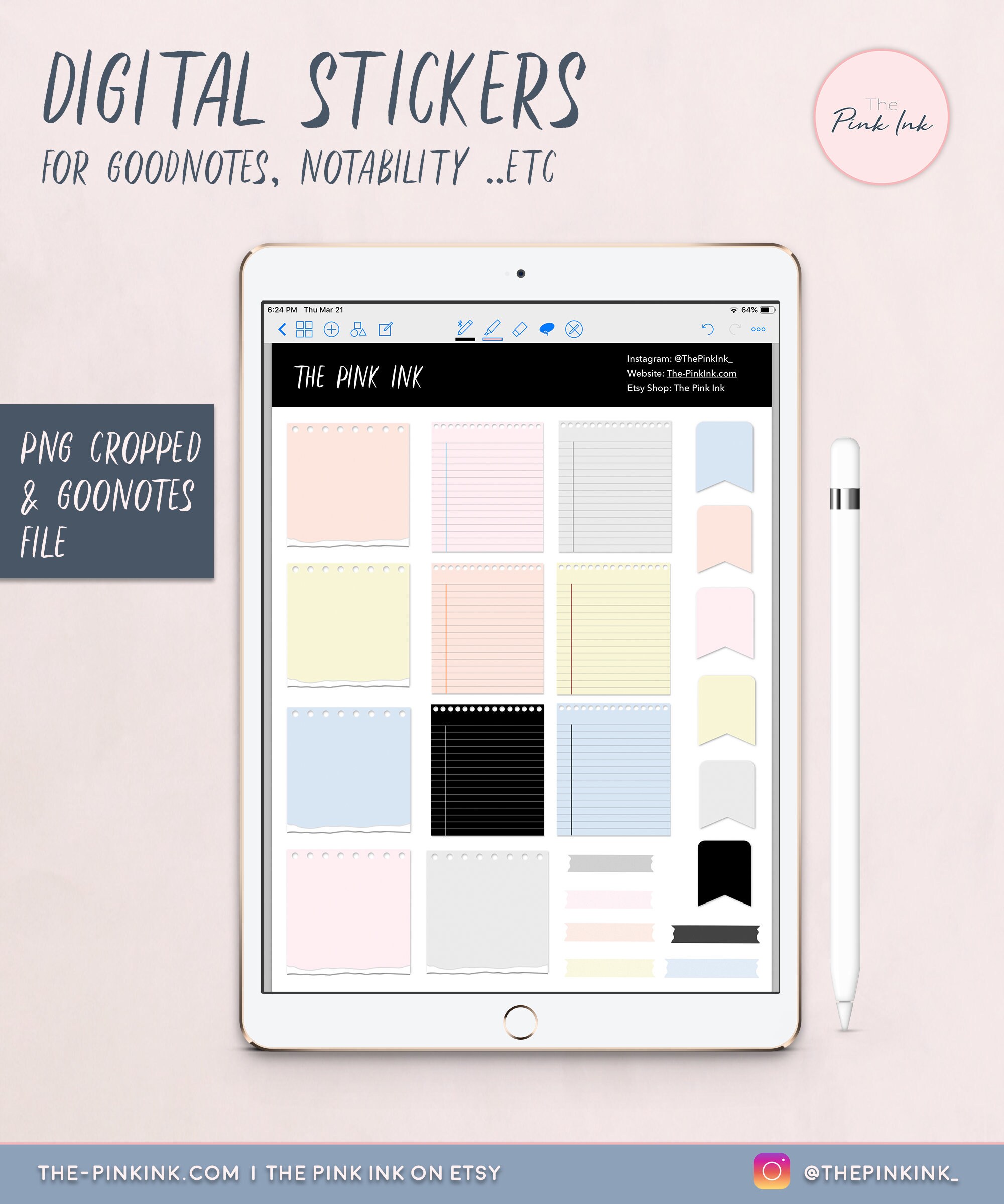 Pegatinas digitales y notas adhesivas / Paquete de pegatinas digitales ...