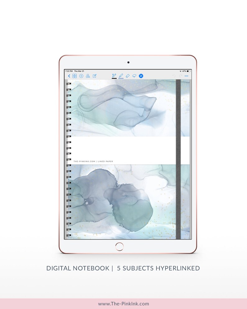 Blue Digital Notebook, 5 Subject Notebook Goodnotes Template ...