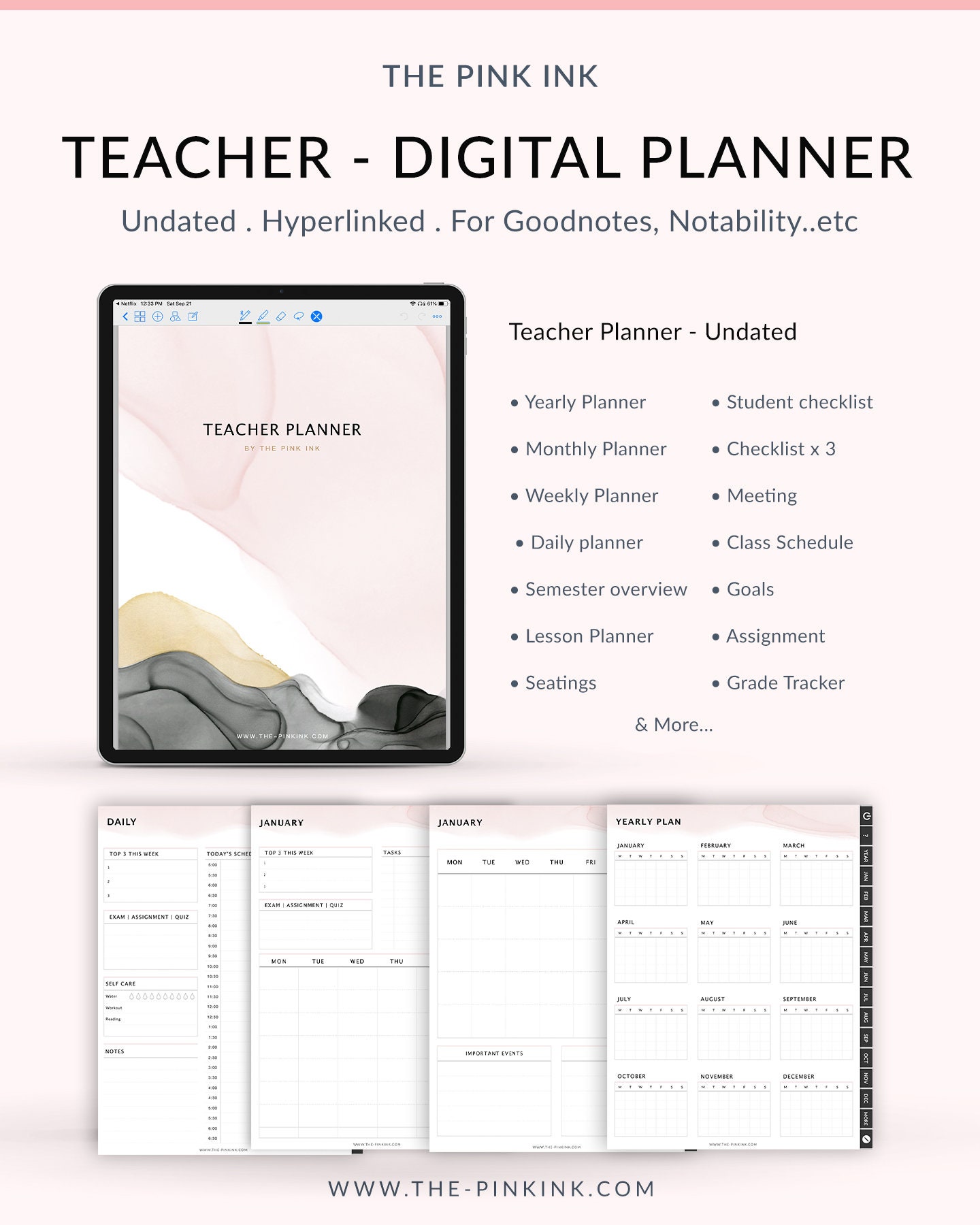Teacher Planner Undated Planner Templates Goodnotes School - Etsy Canada