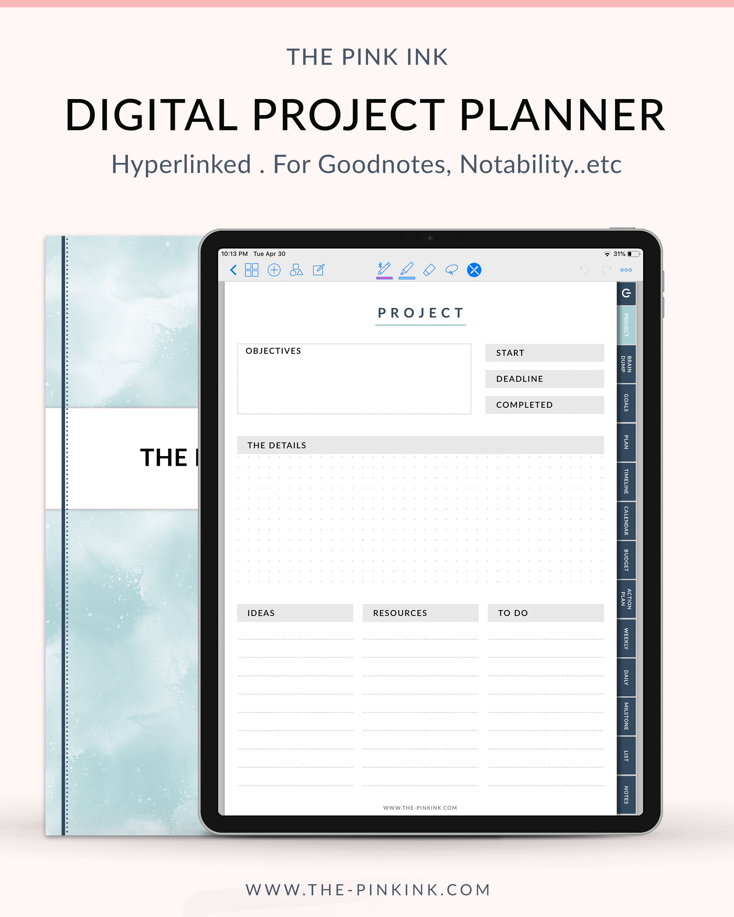 Digital Project Planner Productivity Planner Work Planner Goal Planner ...