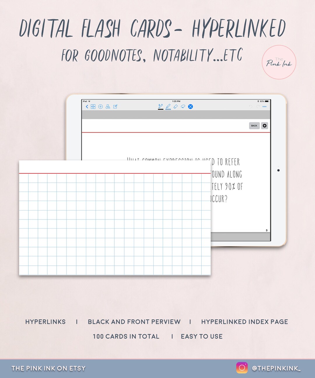 Digital Flash Cards, Hyperlinks, Flash Cards for Goodnotes, Index Card ...