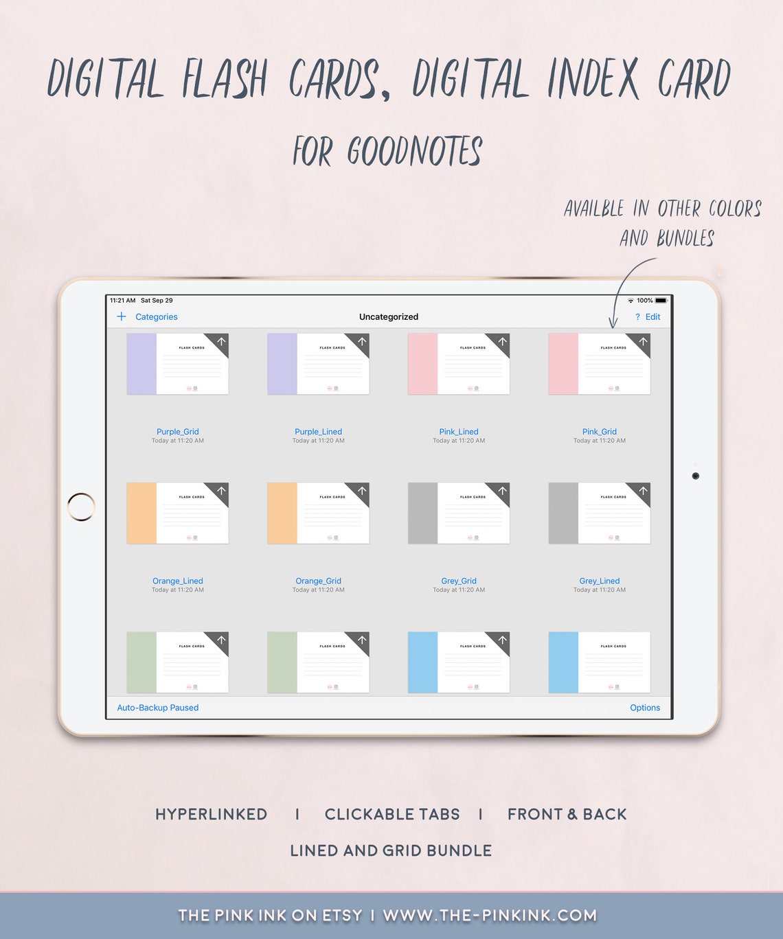 Purple Digital Flash Cards, Hyperlinks, Flash Cards for Goodnotes ...