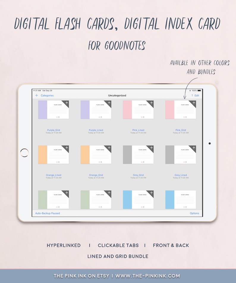 Purple Digital Flash Cards, Hyperlinks, Flash Cards for Goodnotes ...