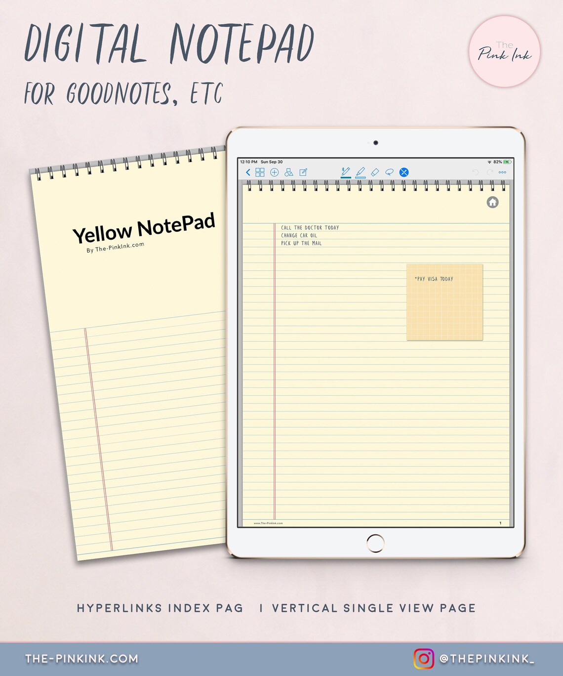 Digital Notepad Yellow Paper Lined Note Pad Digital - Etsy Canada