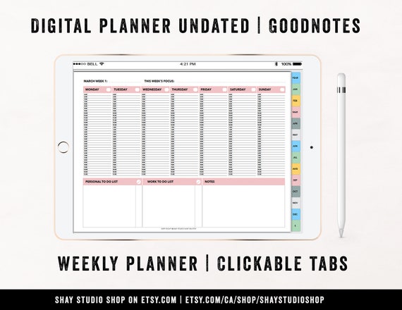 Calendars & Planners Paper Landscape view Pink Digital Planner Digital ...