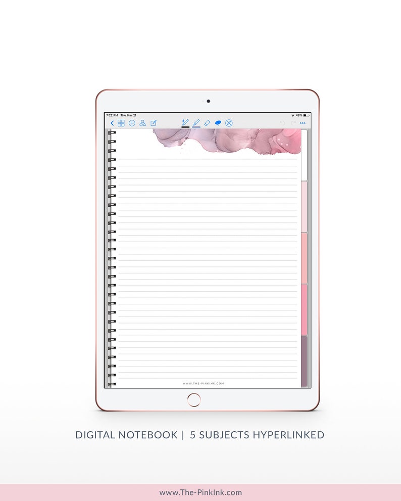 Digital Notebook 5 Subject Notebook Goodnotes Template | Etsy