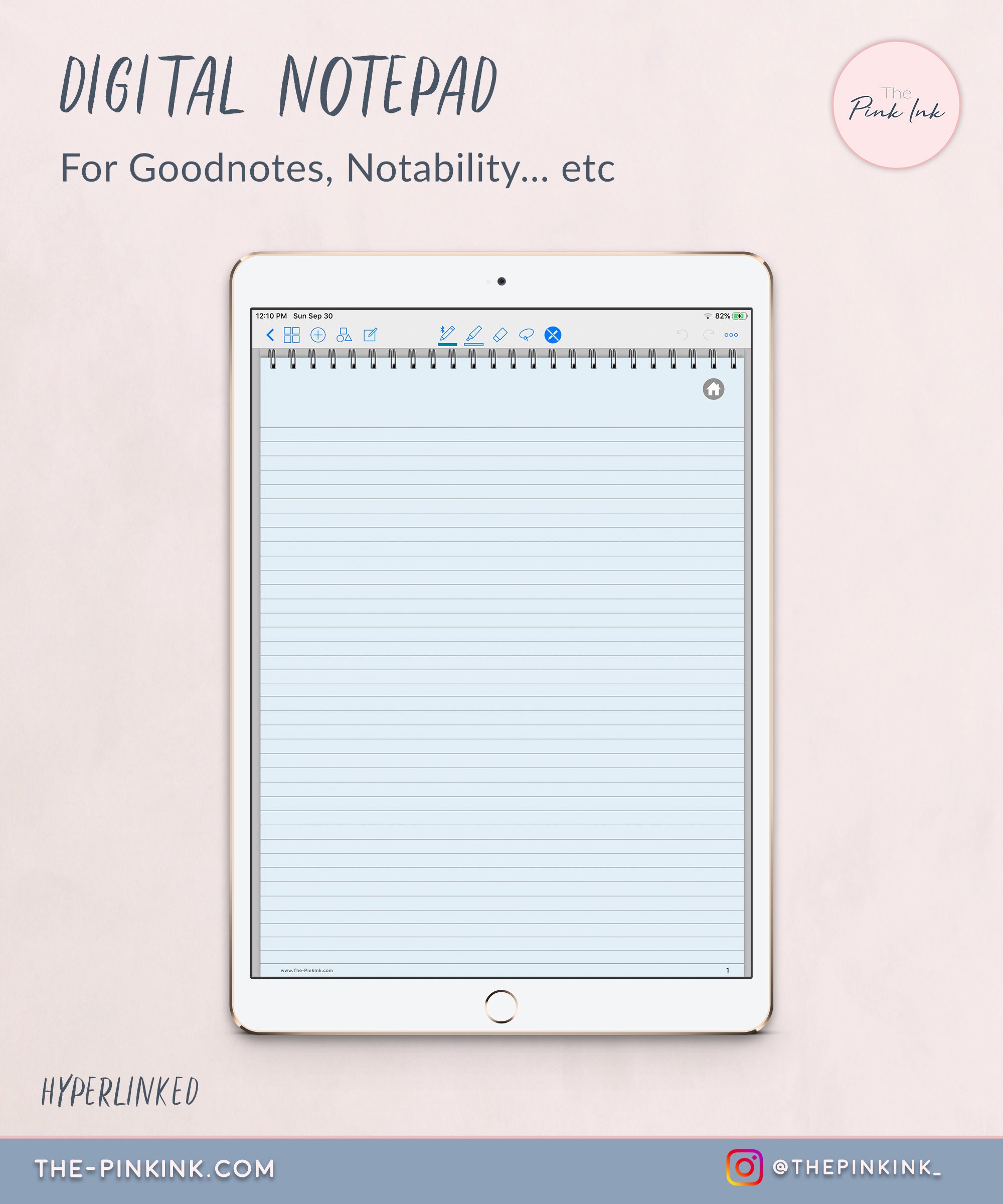 Digital Notepad Blue Paper Lined Note Pad Digital Notebook - Etsy