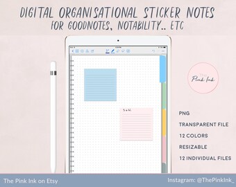 72 Sticky Notes Stickers Digital Stickers iPad Sticky Note - Etsy