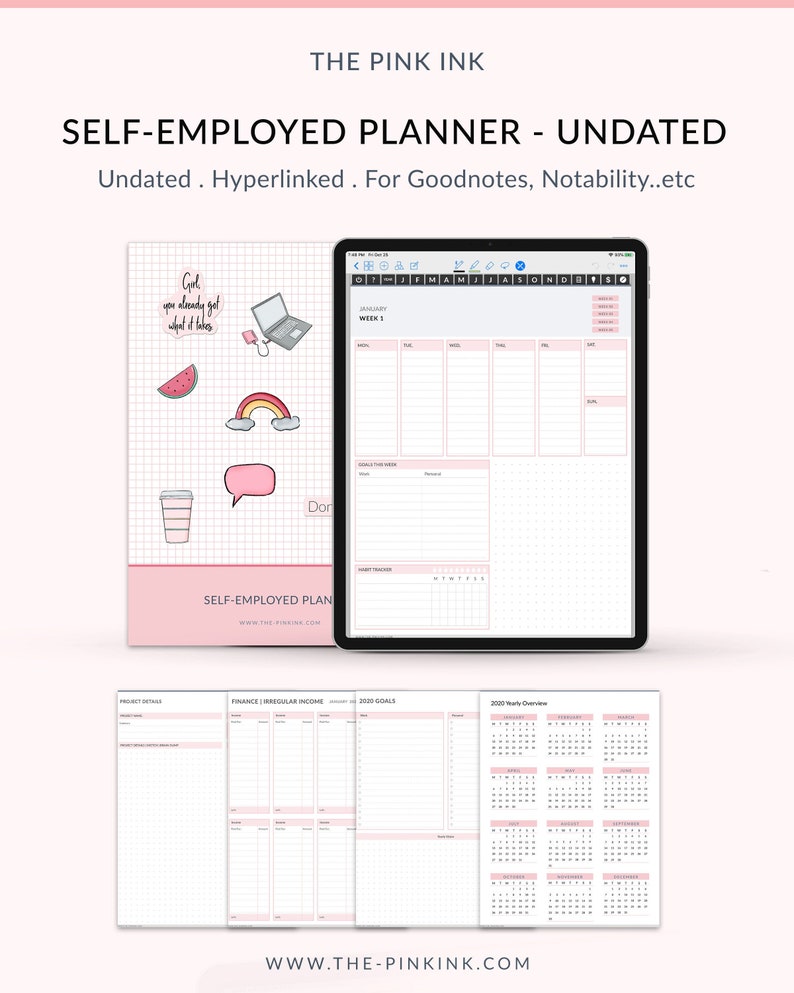 Undated Self Employed Planner Business Planner Undated - Etsy Canada