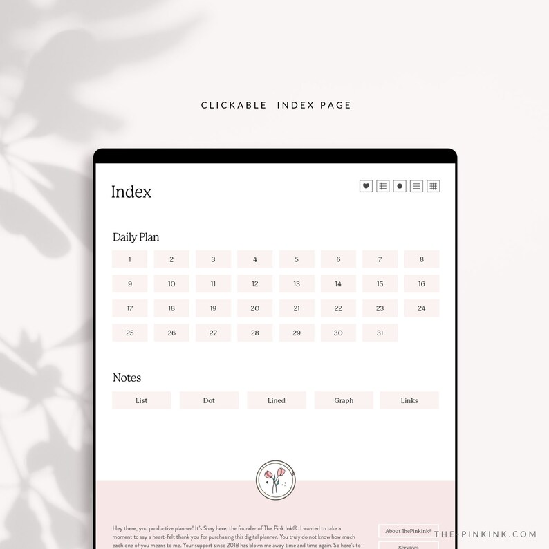 Daily Digital Planner for Goodnotes, Notability, Xodo, Noteshelf 2, Lag ...