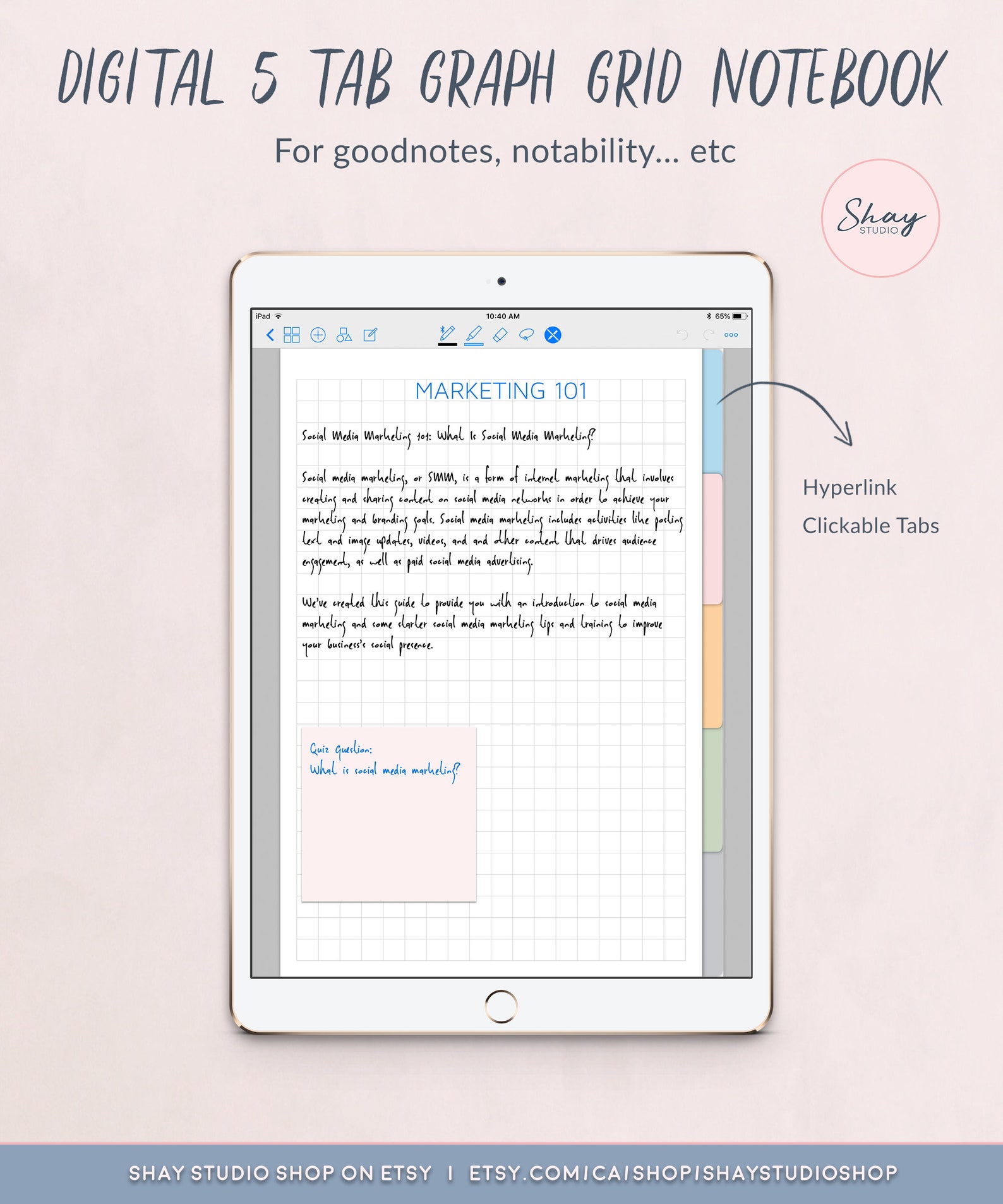Grid and Lined Digital Notebooks Bundle 5 Subjects Tab | Etsy Canada