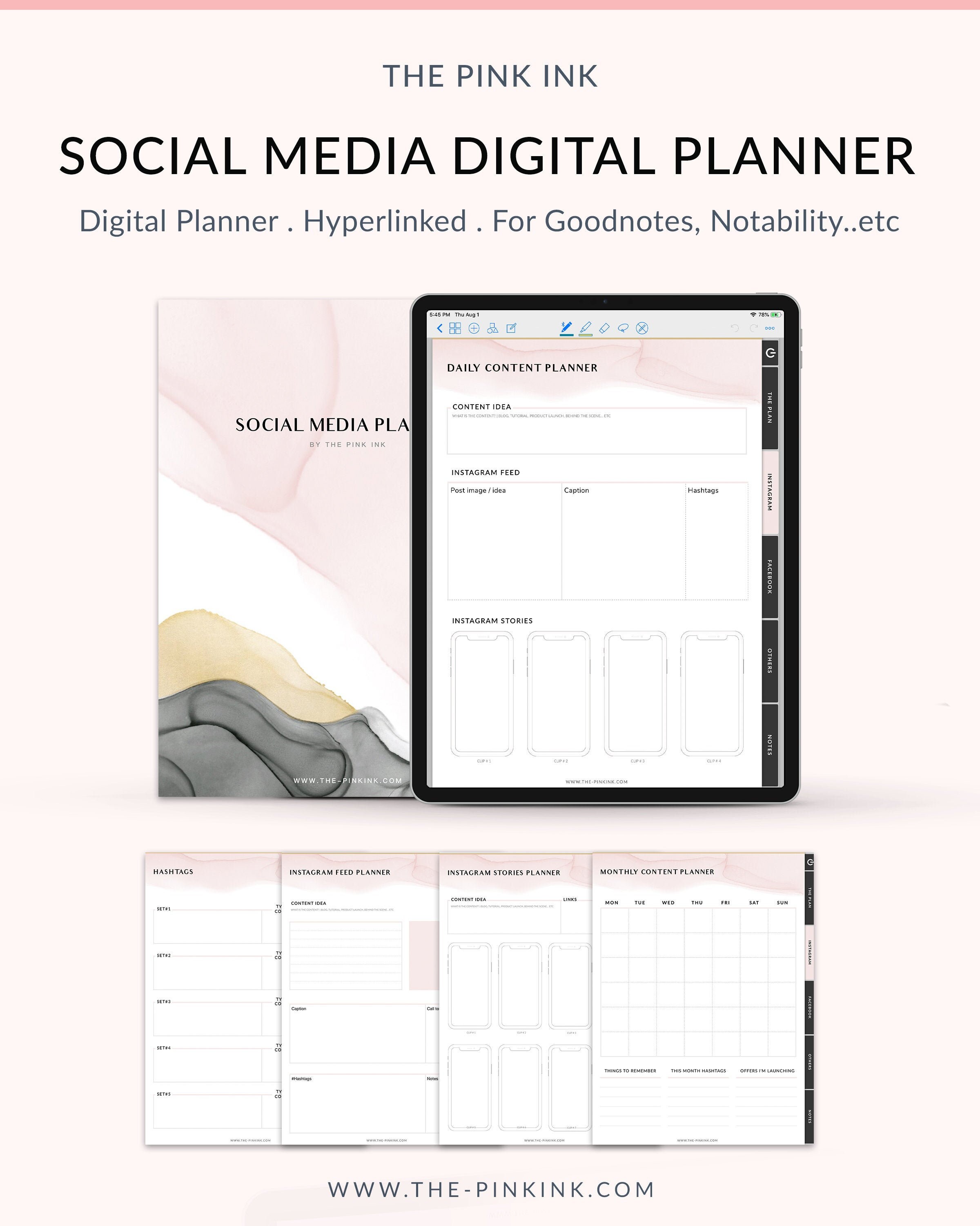 Social Media Planner Business Digital Planner Instagram - Etsy Canada