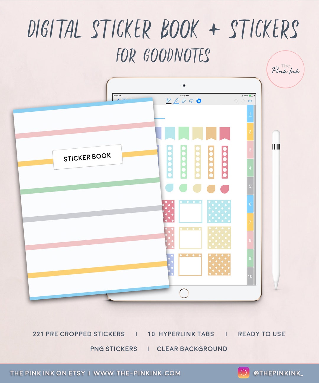 Digital Sticker Book Planner for Goodnotes, Customizable Goodnotes ...
