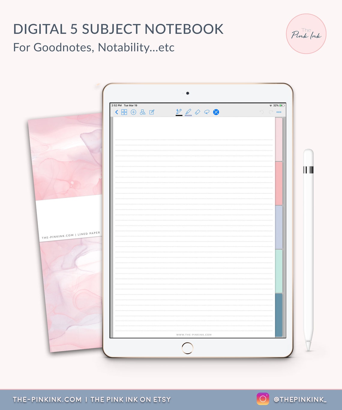 Digital Notebook 5 Subject Notebook Goodnotes Template - Etsy