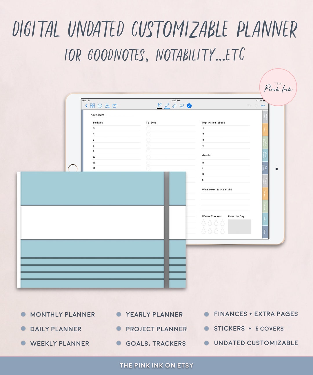 Digital Undated Customizable Daily Planner, Weekly Planner, Monthly ...