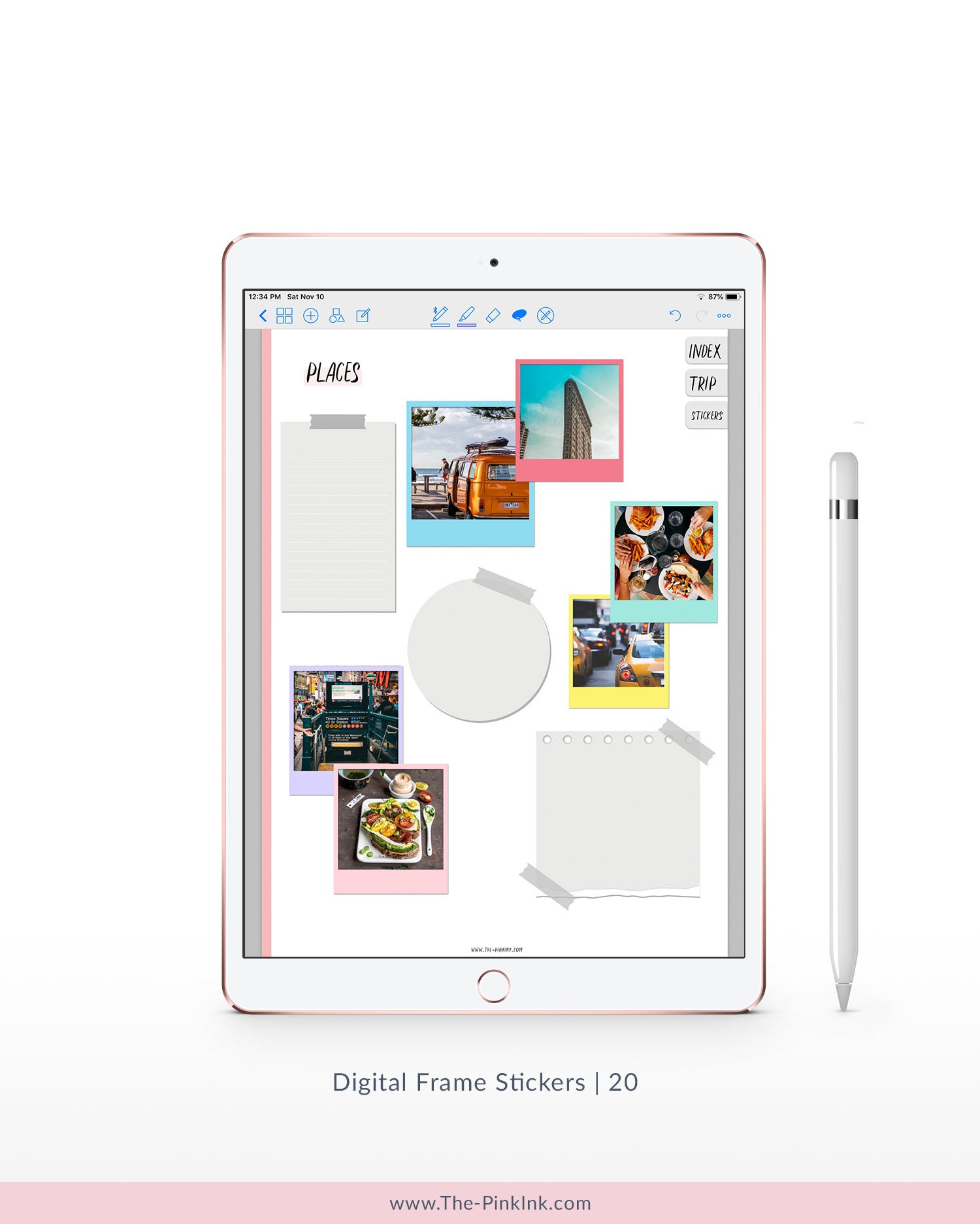 Frame Digital Stickers Stickers Pack PNG Individual Files Goodnotes Zip ...