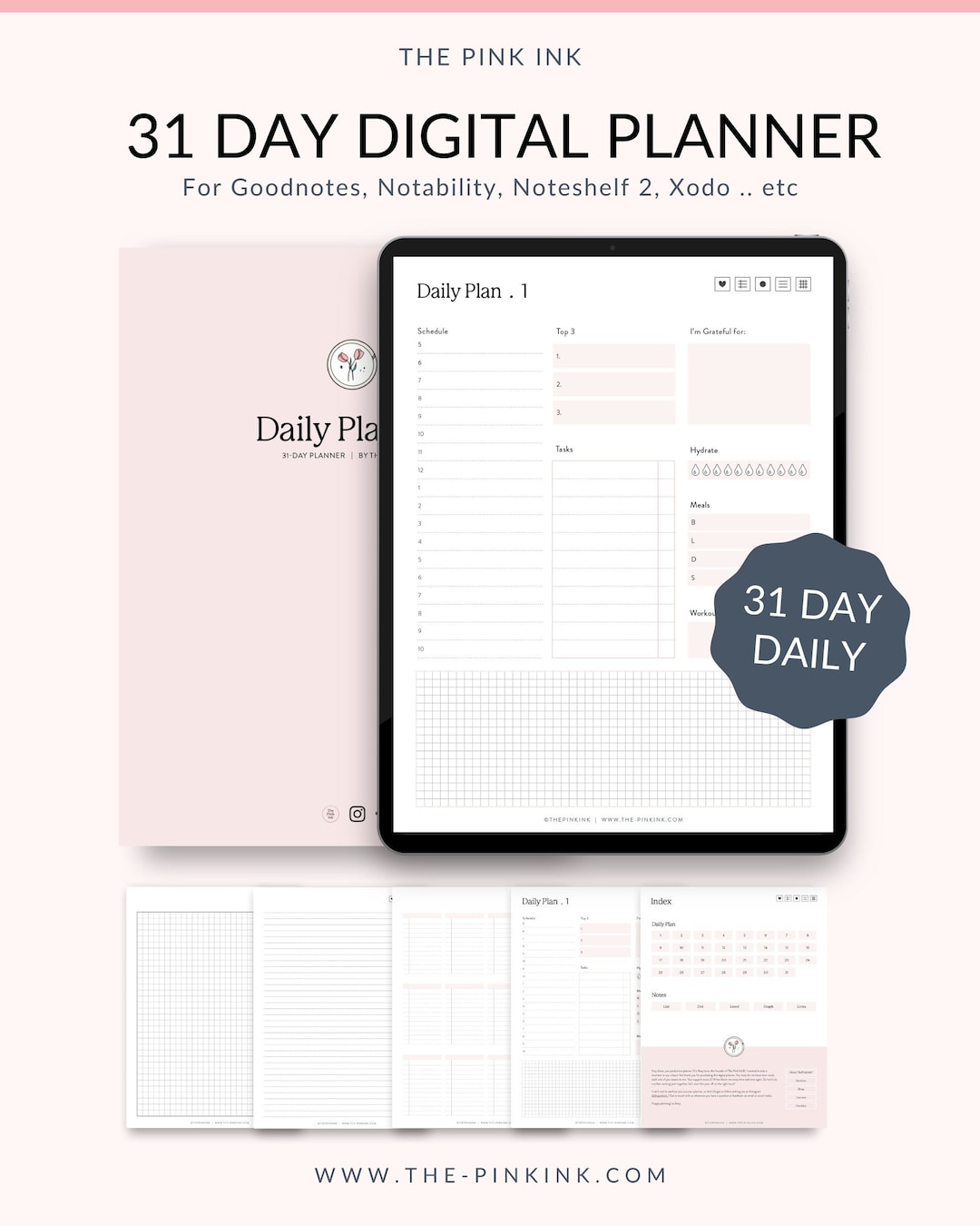 Daily Digital Planner for Goodnotes, Notability, Xodo, Noteshelf 2, Lag ...