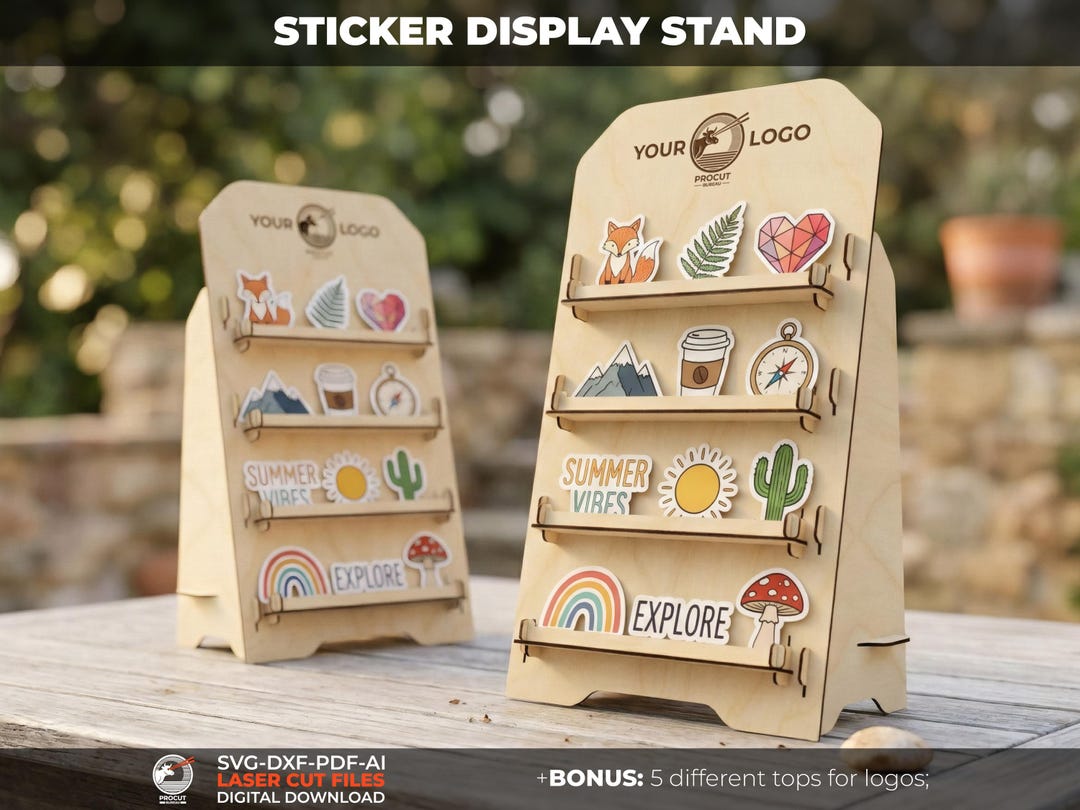 Sticker Display Stand SVG Laser Cut Files | Earring Card Display Stand ...