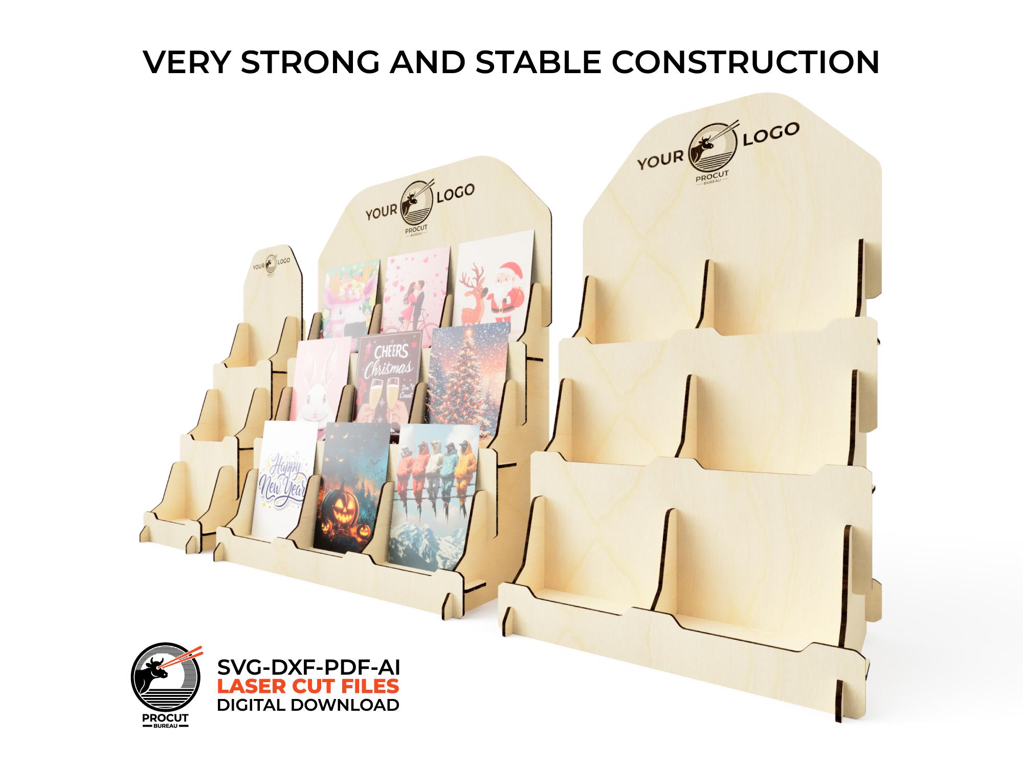Greeting Card Display SVG Laser Cut Files | Postcard Craft Show Display ...