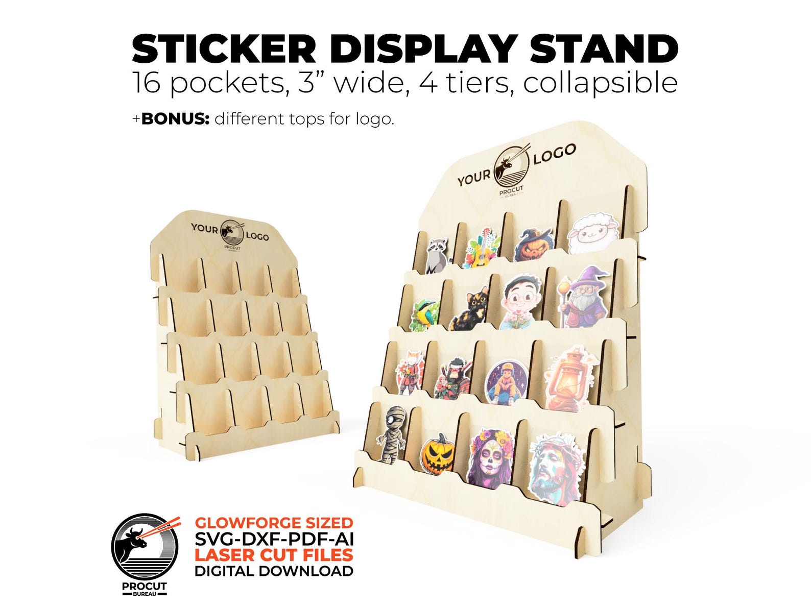 Sticker Display SVG Laser Cut Files | Svg Files for Sticker Stand ...