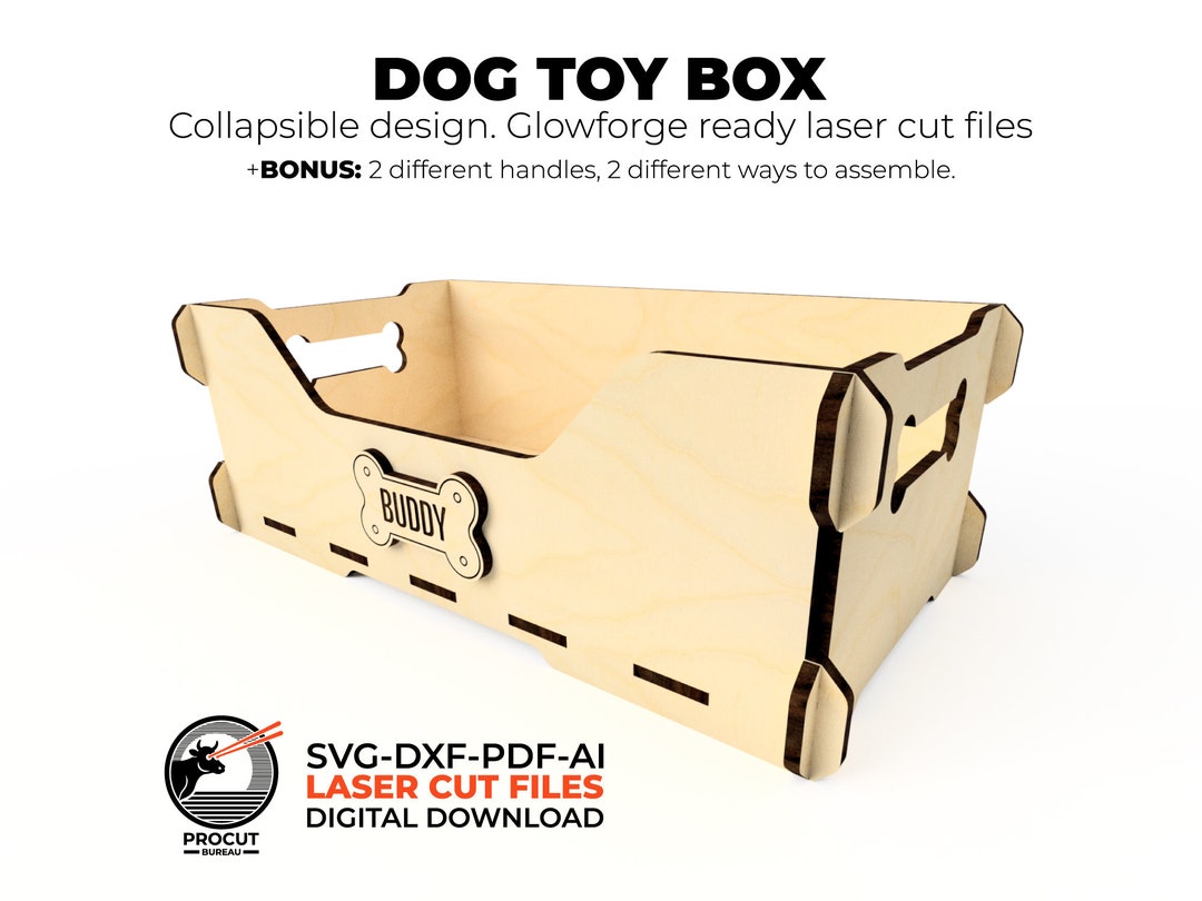 Dog Toy Box SVG Laser Cut Files | Dog Crate Glowforge Files | Dog Toy ...