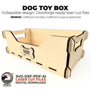 Dog Toy Box SVG Laser Cut Files | Dog Crate Glowforge Files | Dog Toy ...