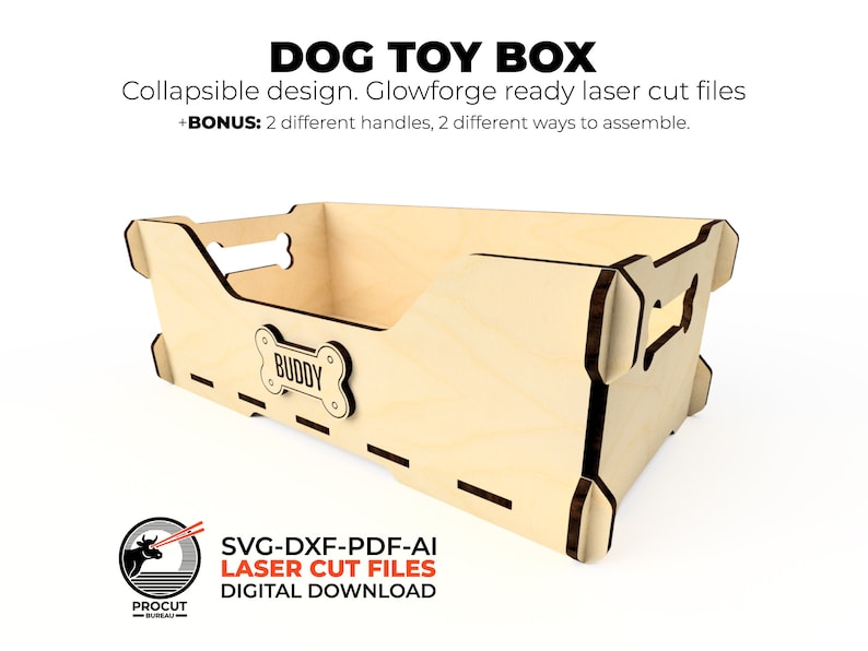 Dog Toy Box SVG Laser Cut Files | Dog Crate Glowforge Files | Dog Toy ...