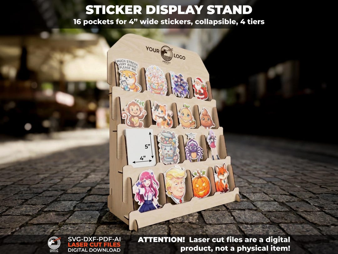 Sticker Display SVG Laser Cut Files | Craft Fair Vendor Stand ...