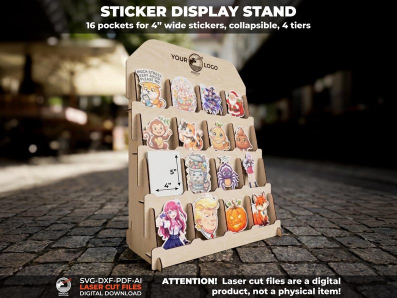 Sticker Display SVG Laser Cut Files | Craft Fair Vendor Stand ...