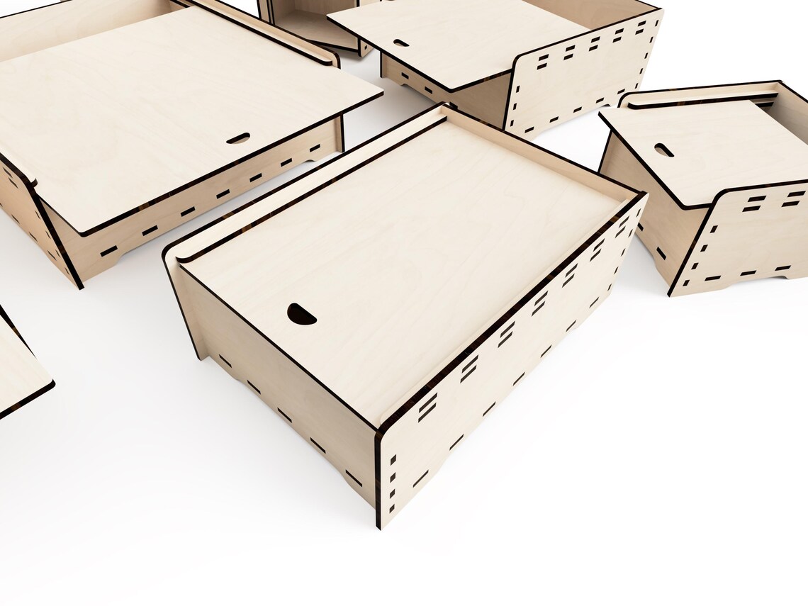 Laser Cut Box With Sliding Lid SVG Files Bundle, 8 Templates for ...