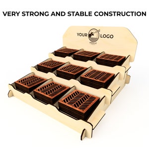 Coaster Display Stand SVG Laser Cut Files | Countertop Soap Display ...