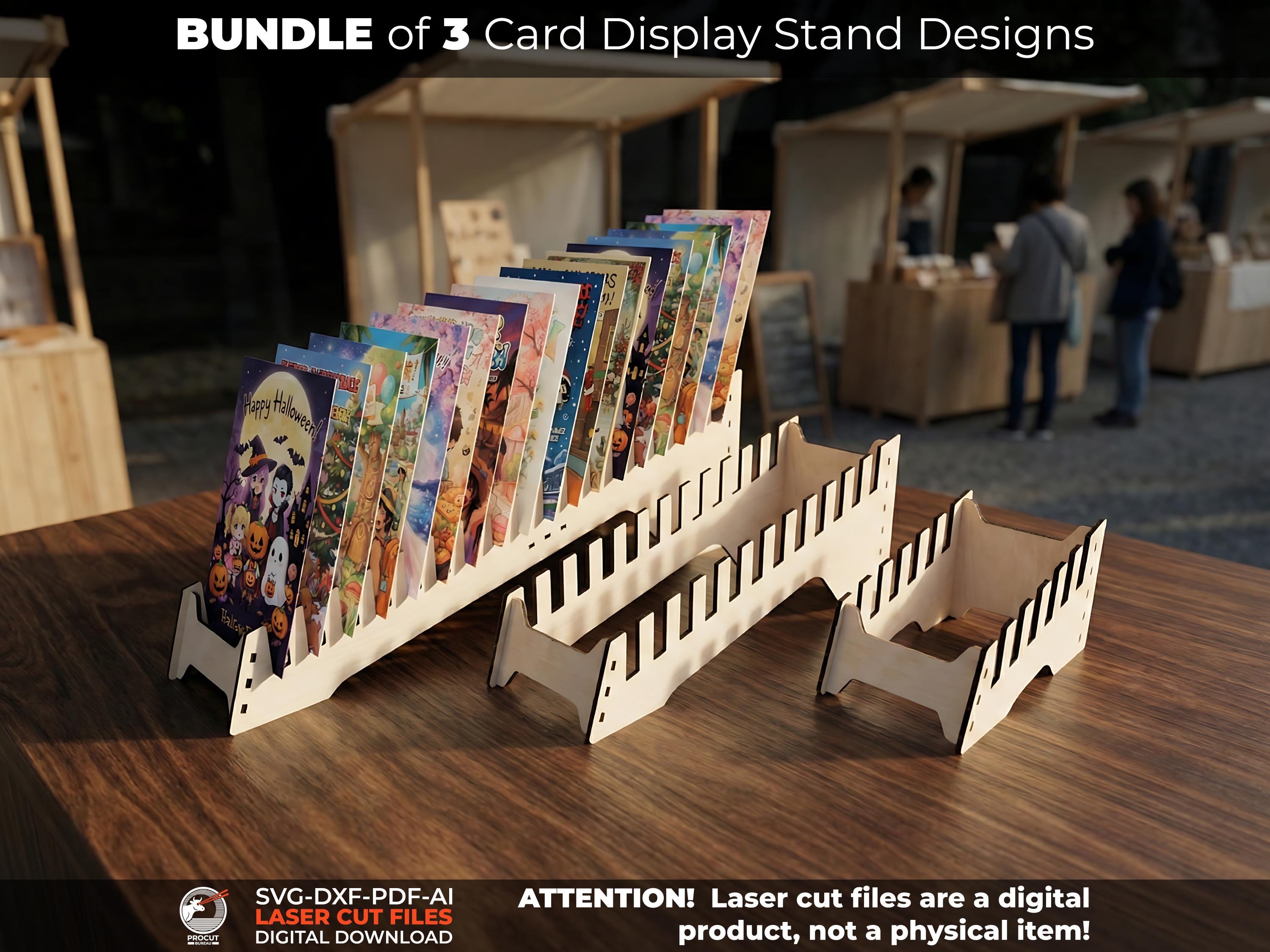 Card Display Stand SVG Laser Cut Files, Slotted Greeting Card Holder ...
