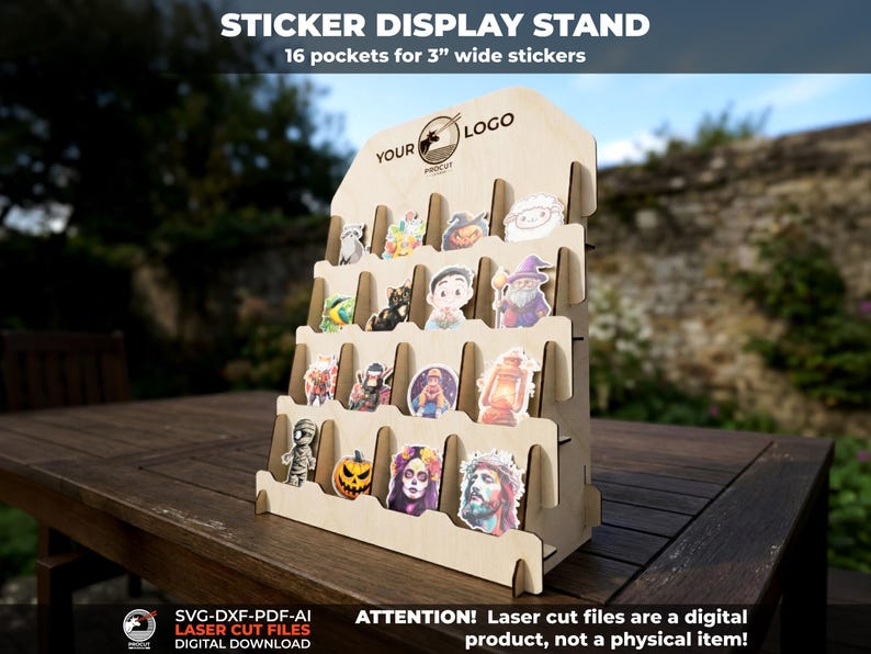 Sticker Display SVG Laser Cut Files | Svg Files for Sticker Stand ...