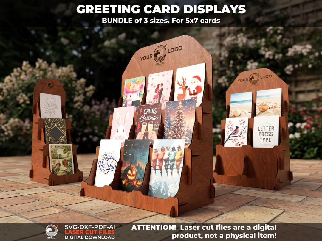 Greeting Card Display SVG Laser Cut Files | Postcard Craft Show Display ...