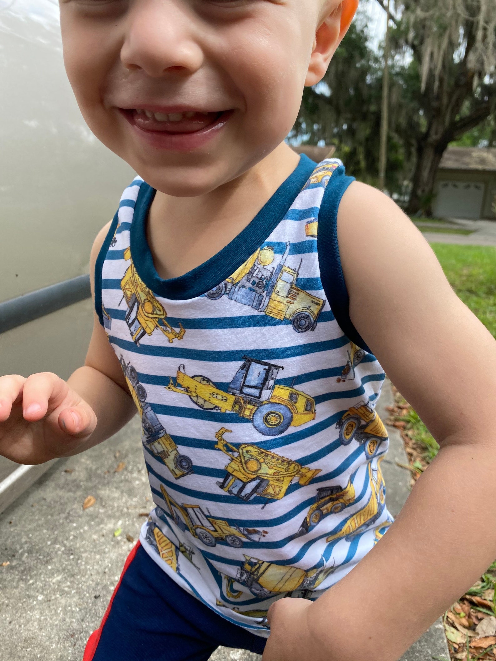 Construction trucks tank top toddler tank top boy tank top | Etsy